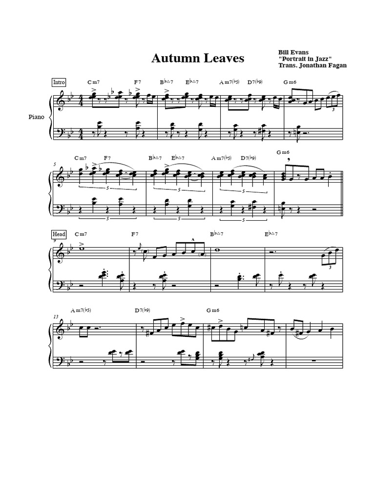 Bill Evans Autumn Leaves | PDF