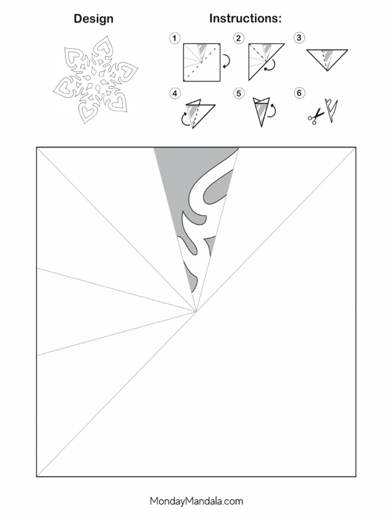 Paper Snowflake Heart Pattern Template | PDF