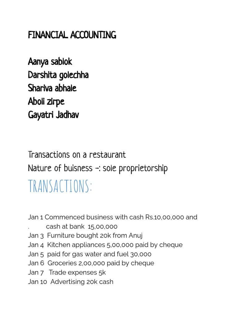 Accounts Project | PDF | Debits And Credits | Accounting