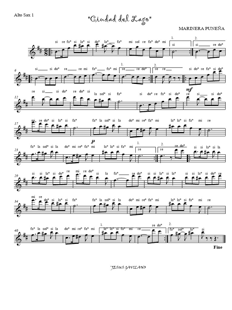 20 Ciudad Del Lago Banda - Alto Sax 1 | PDF