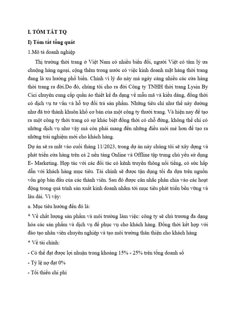 Kế Hoạc Kinh Doanh | PDF