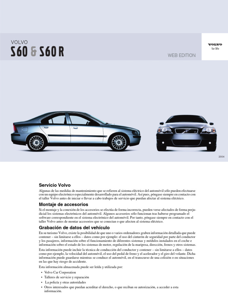 S60 Owners Manual MY04 ES tp6681 | PDF | Airbag | Vehículos