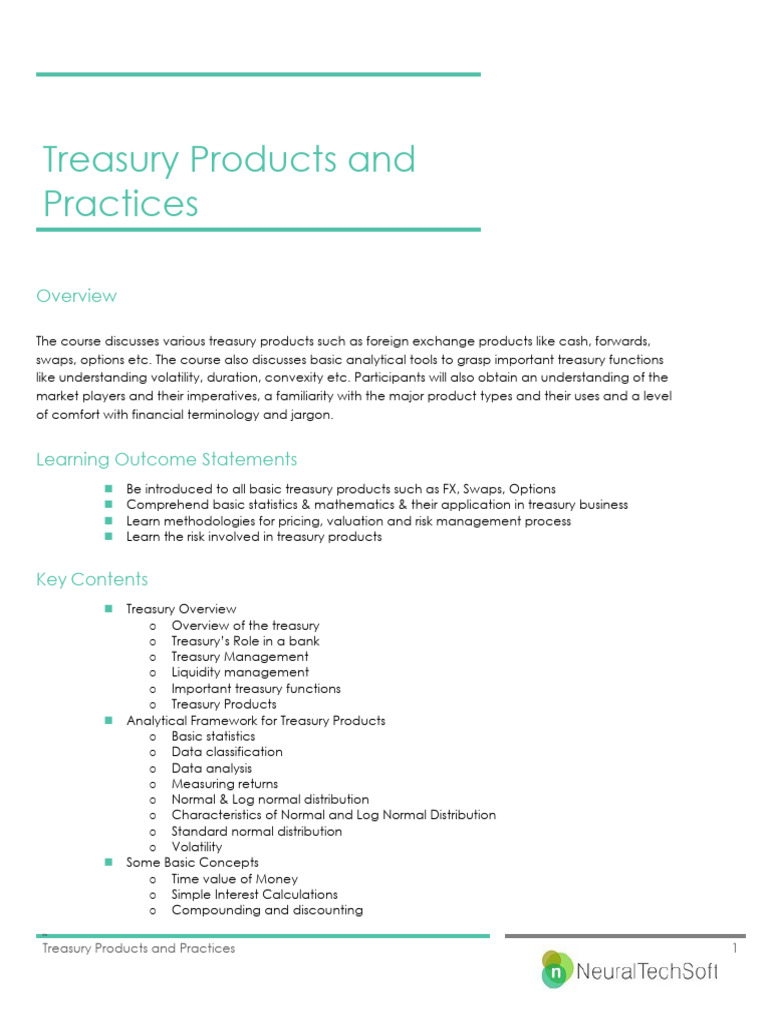 Treasury Products and Practices | PDF | Bond Duration | Foreign ...