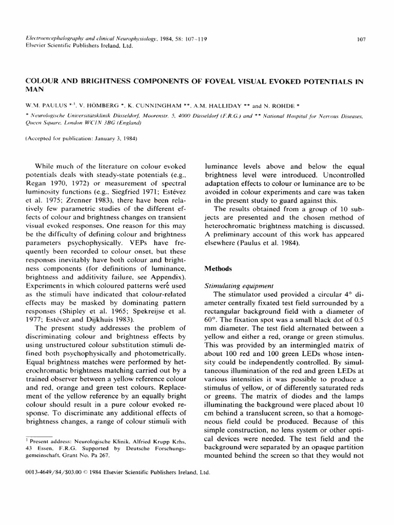 Visual Evoked Potentials Study | PDF | Color | Light