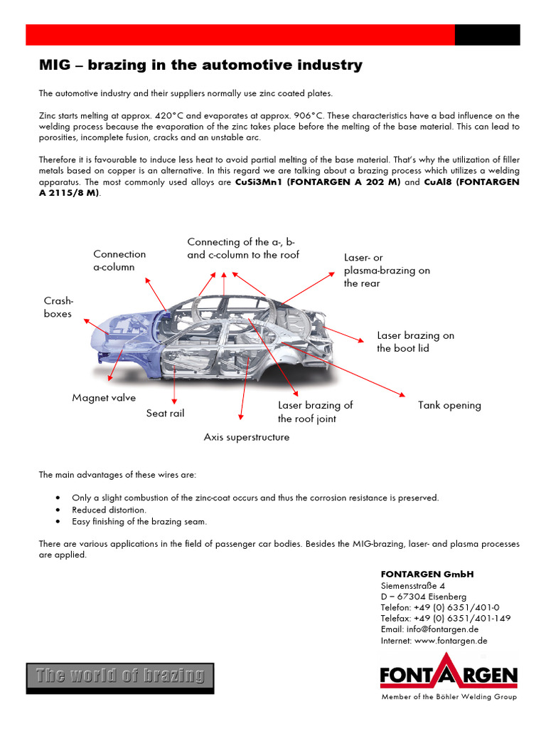 Application MIG Brazing Automobile | PDF | Construction | Welding