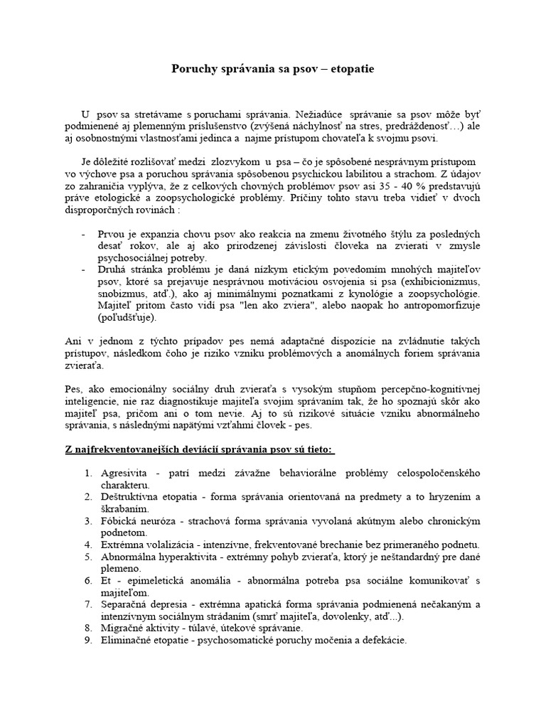 Etopatie Psov | PDF
