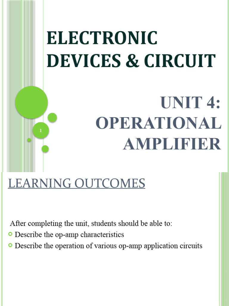 Unit 4 - Operational Amplifier | Download Free PDF | Operational Amplifier | Amplifier