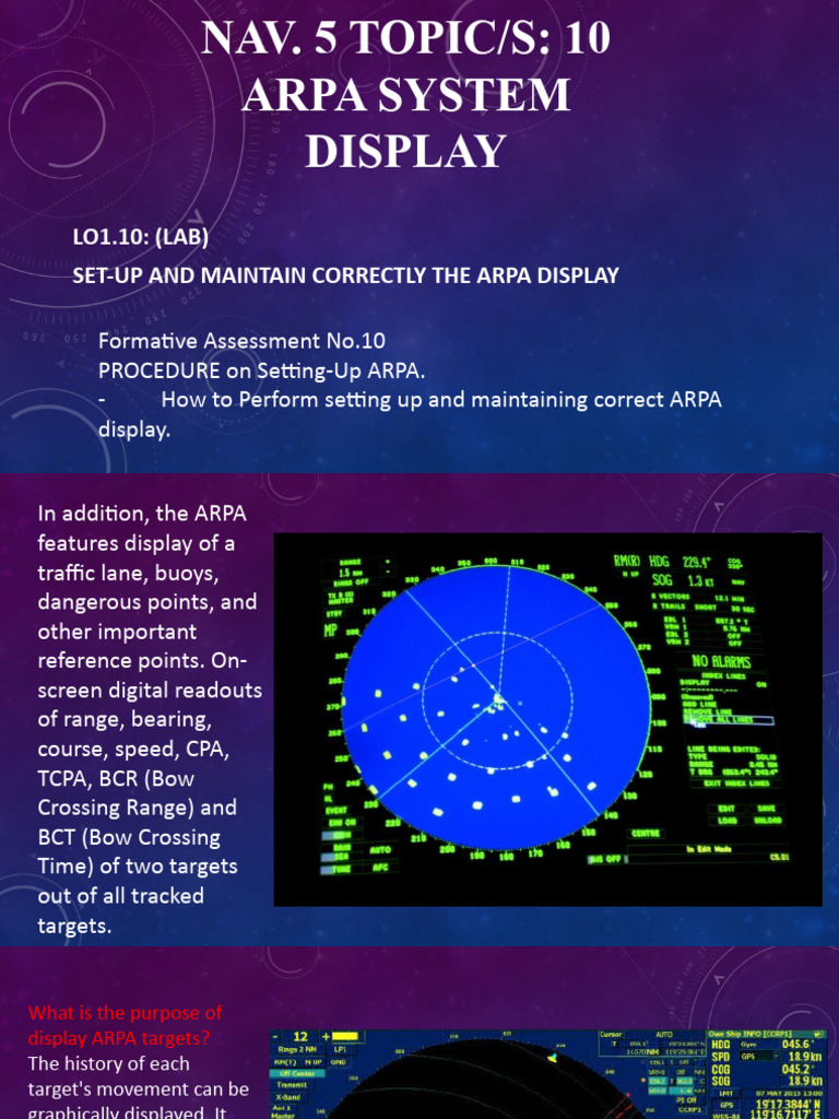 NAV 5 Topic10 ARPA System Display | PDF | Radar | Electronics