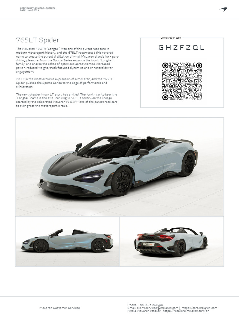 765lt White | PDF | Automotive Technologies | Automotive Industry