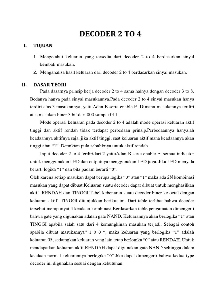 Decoder 2 TO 4 | PDF