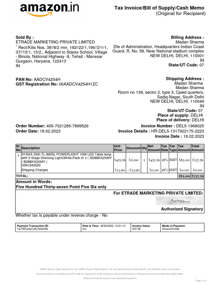 Invoice Table Lamp | PDF | Invoice | Money