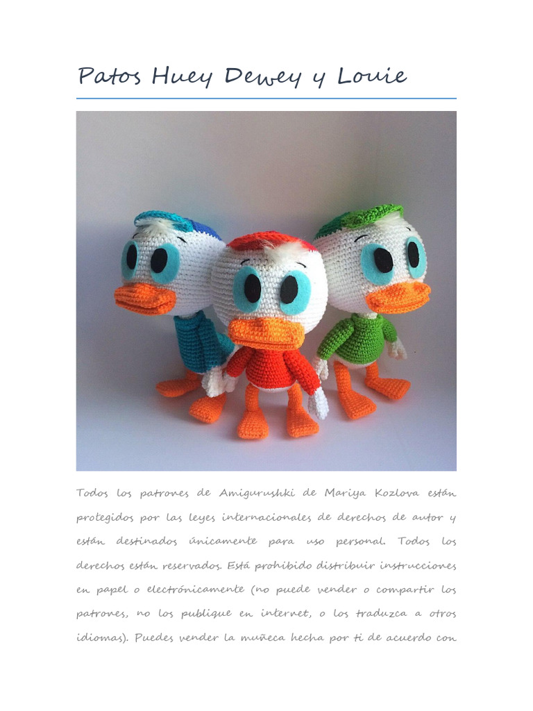 Patos Huey Dewey y Louie @Amigurushki | PDF | Tejer | Arte popular