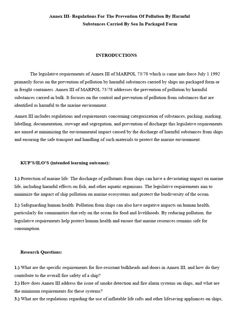 Annex III | PDF | Pollution | Regulatory Compliance