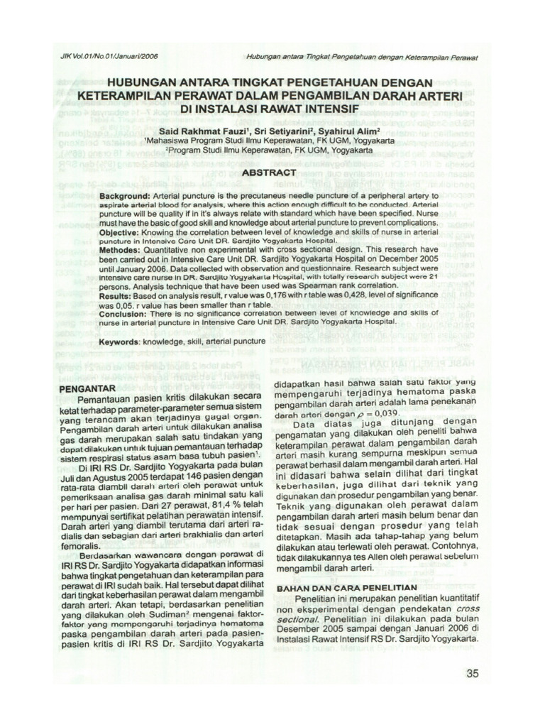 Pengetahuan Sampel Arteri | PDF