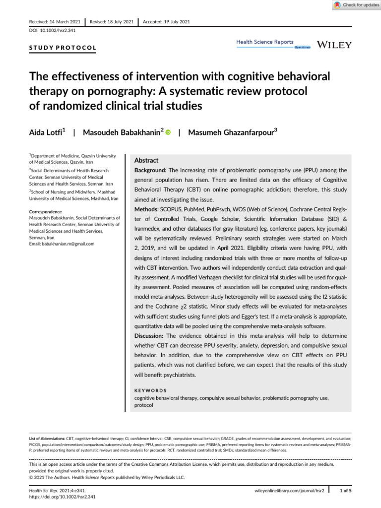 Health Science Reports - 2021 - Lotfi - The Effectiveness of Intervention With Cognitive ...
