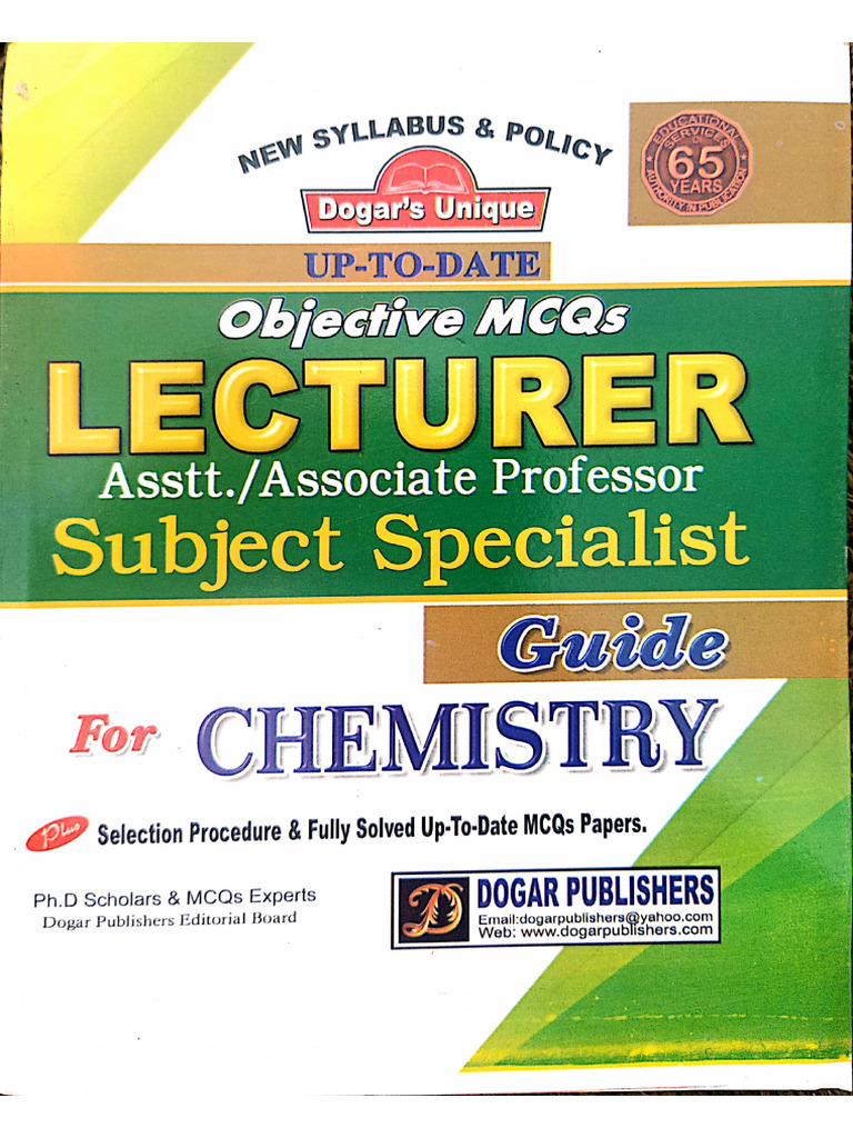 Dogar Lecturer Chemistry Mcqs Book For Competitive Exams | PDF