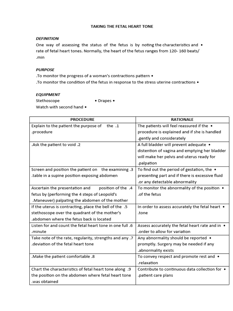 FHT Checklist | PDF | Fetus | Heart