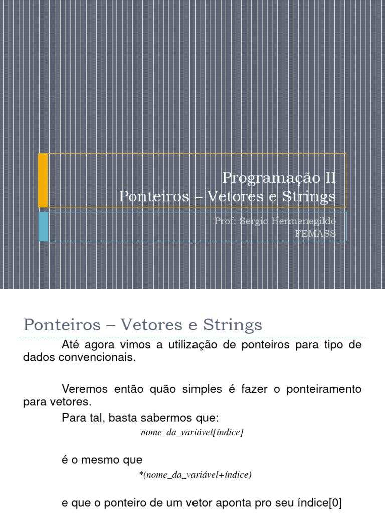 07C - Ponteiros - Vetores e Strings | Download grátis PDF | Ponteiro ...