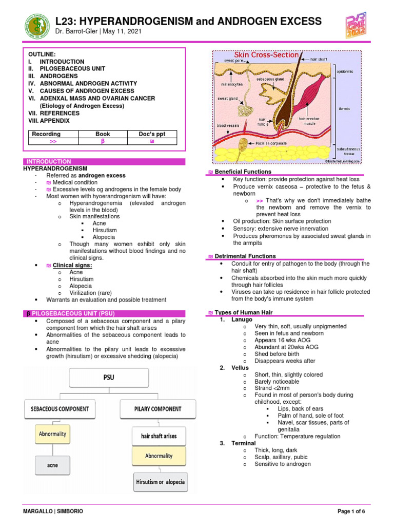 Lecture 23 Hyperandrogenism | PDF | Reproductive System | Clinical Medicine