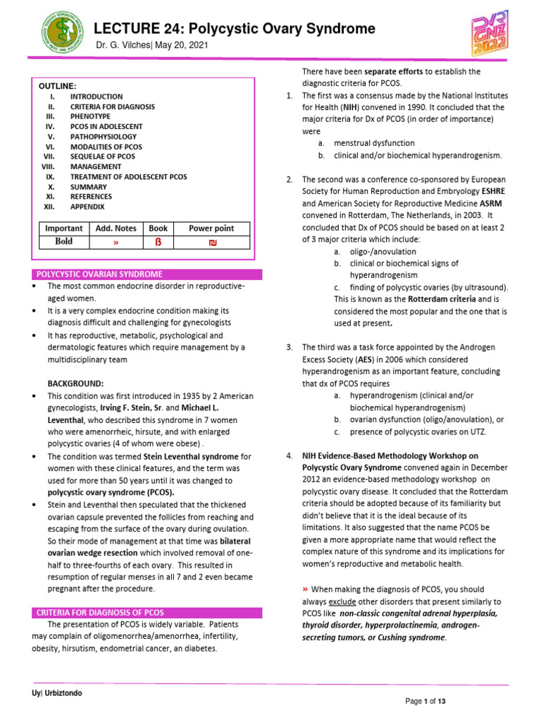 PCOS: Diagnosis & Management | PDF | Polycystic Ovary Syndrome ...
