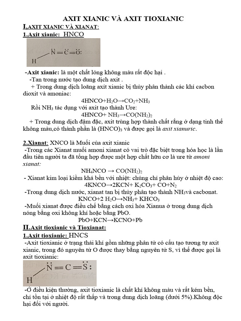 Axit Xianic Và Axit Tioxianic | PDF
