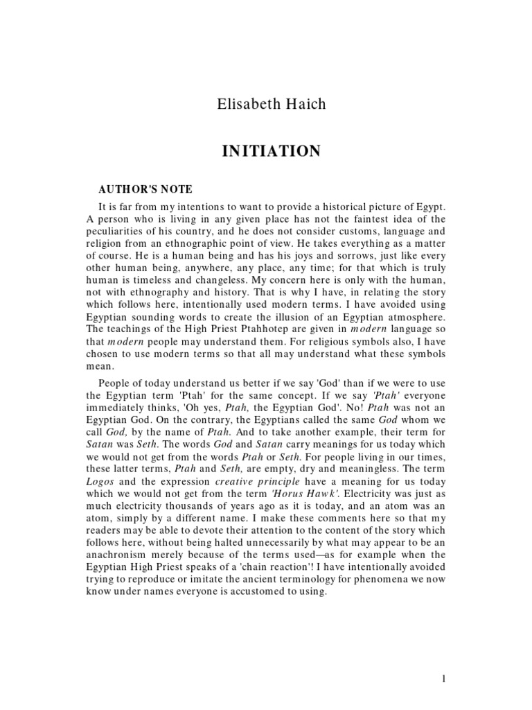 Elisabeth Haich Initiation Book | PDF | Truth