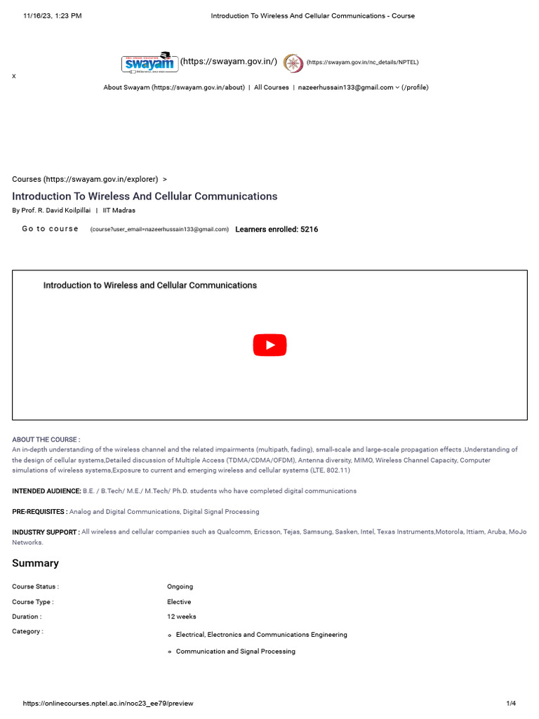Introduction To Wireless and Cellular Communications - Course | PDF ...