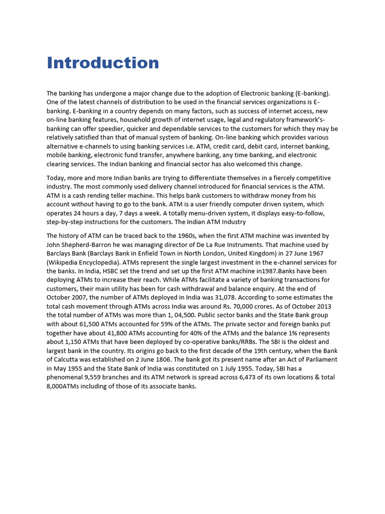 Finance Project | PDF | Automated Teller Machine | Banks