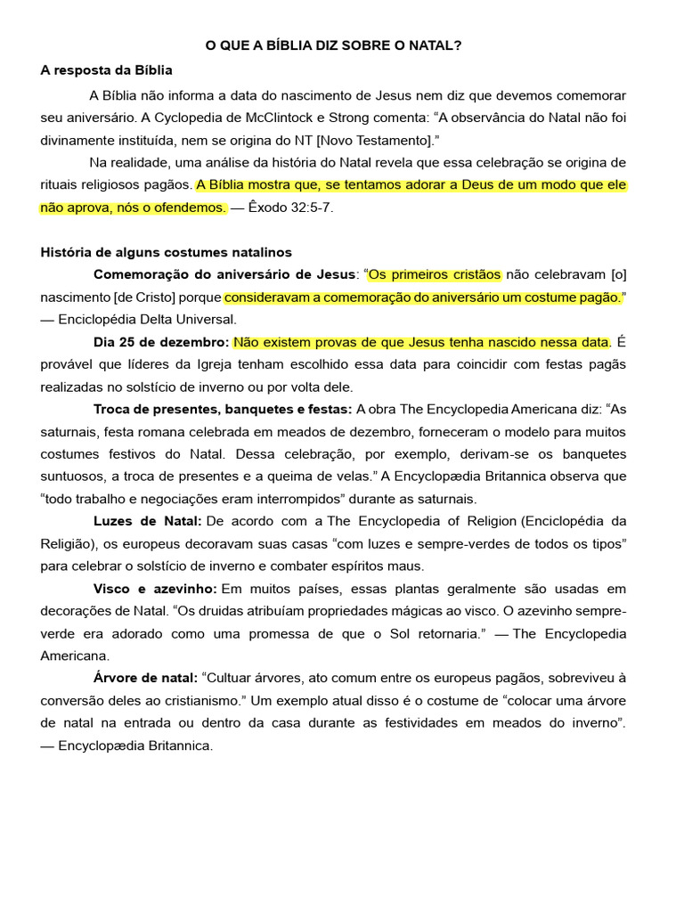O QUE A BÍBLIA DIZ SOBRE O NATAL | PDF