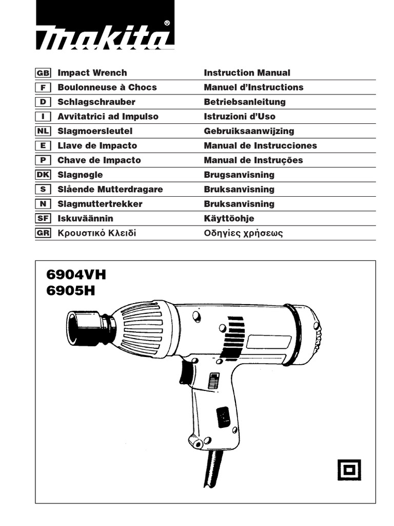 MAKITA - Llave Impacto 6905H - Manual | PDF | Ac Power Plugs And Sockets | Screw