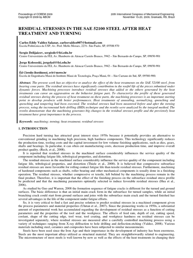 RESID. STRESS - Residual Stresses in The SAE 52100 After Heat Treatment ...