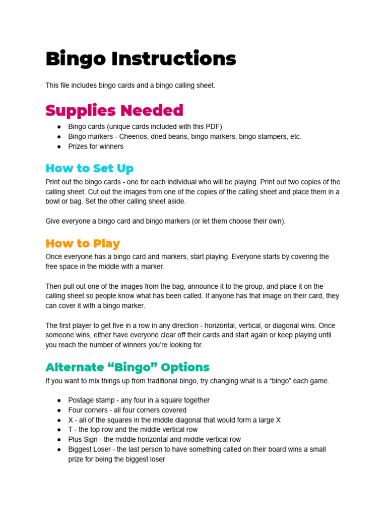 Christmas Bingo Calling Sheet | PDF