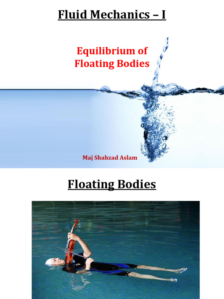 Lec 5 Equilibrium Of Floating Bodies Pdf Buoyancy Gases