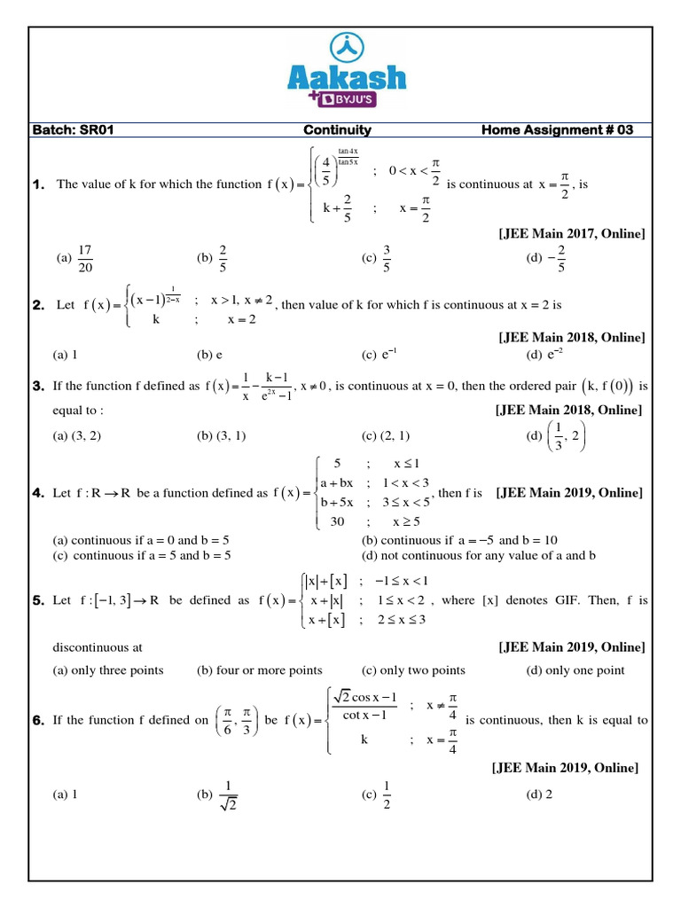 Continuity (Home Assignment # 03) | PDF | Function (Mathematics) | Algebra