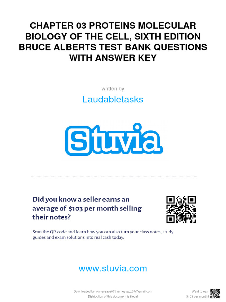 Stuvia 1206382 Chapter 03 Proteins Molecular Biology of The Cell Sixth Edition Bruce Alberts ...