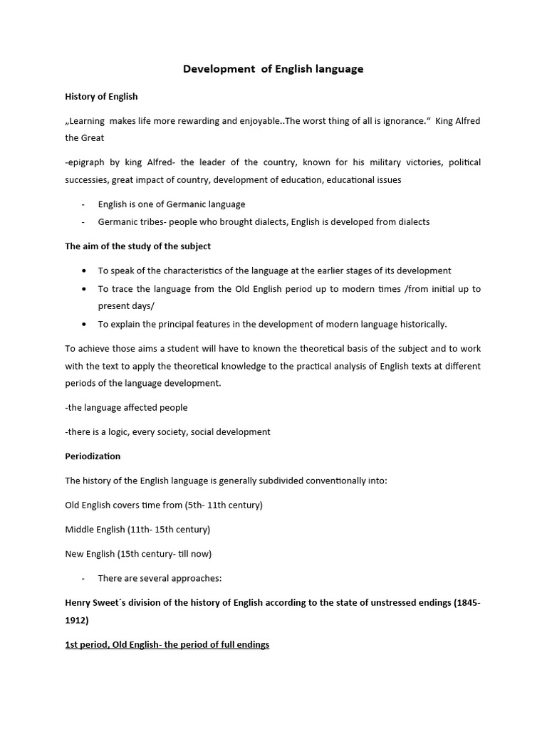 Development of English Language.-Poznámky | PDF | Grammatical Gender ...