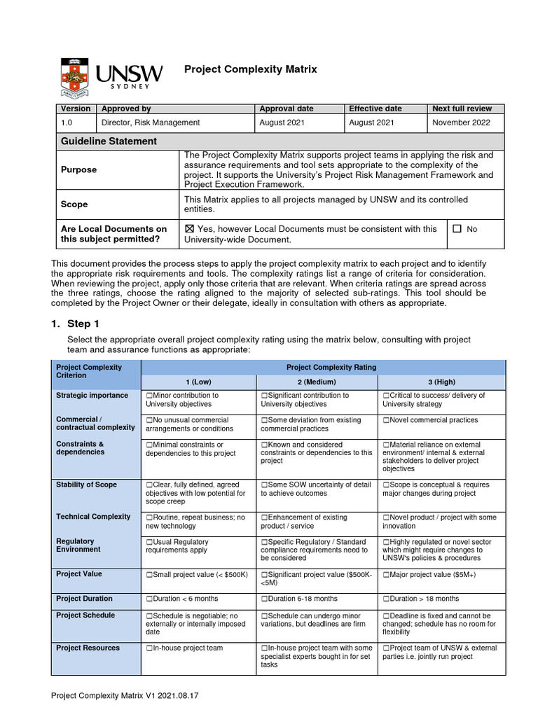 Project Complexity Matrix Guide | PDF | Risk | Risk Management