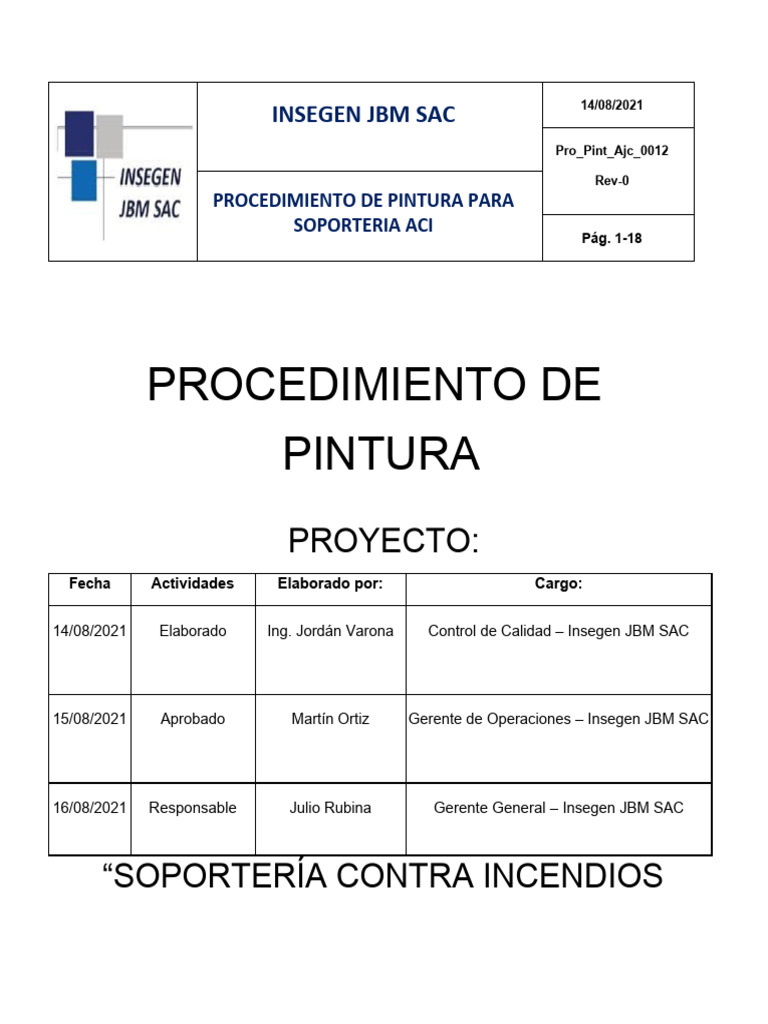 Procedimiento de Pintura Rev 0 | PDF | Pintar | Pinturas