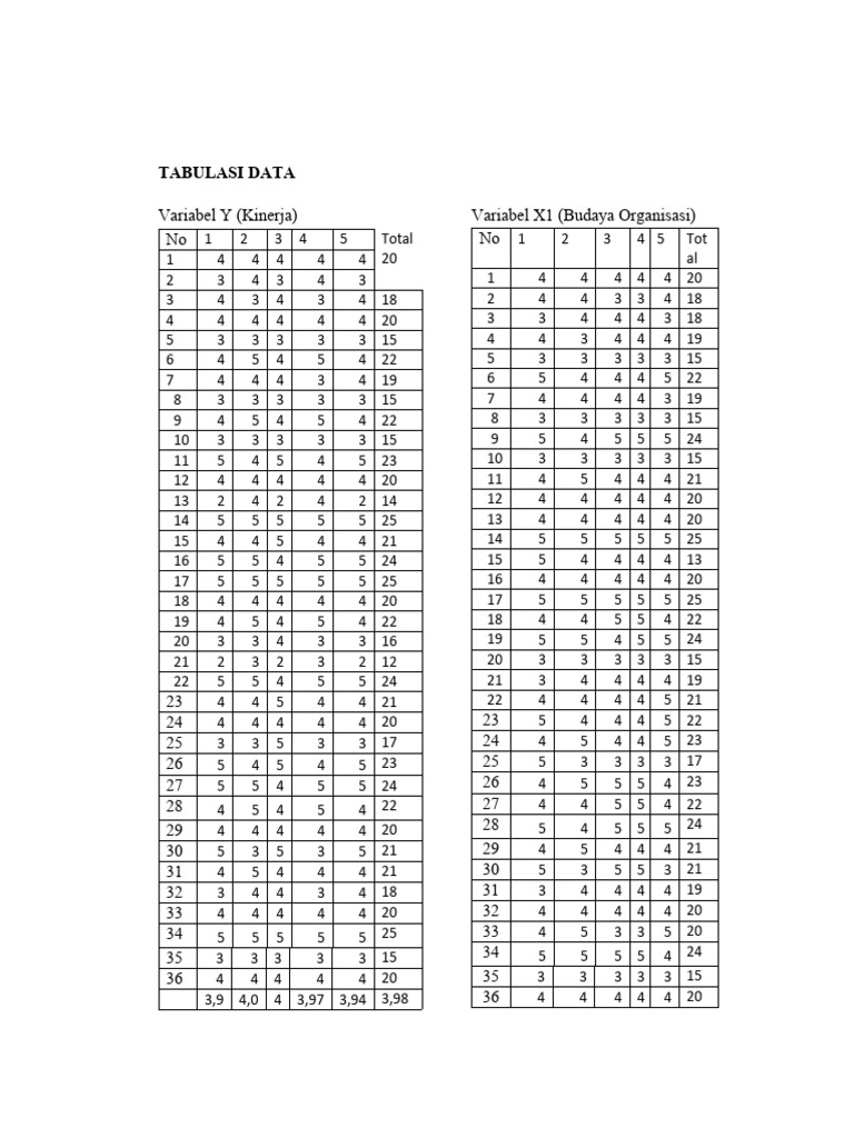 Tabulasi Data | PDF