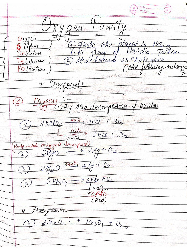 Oxygen Family | PDF