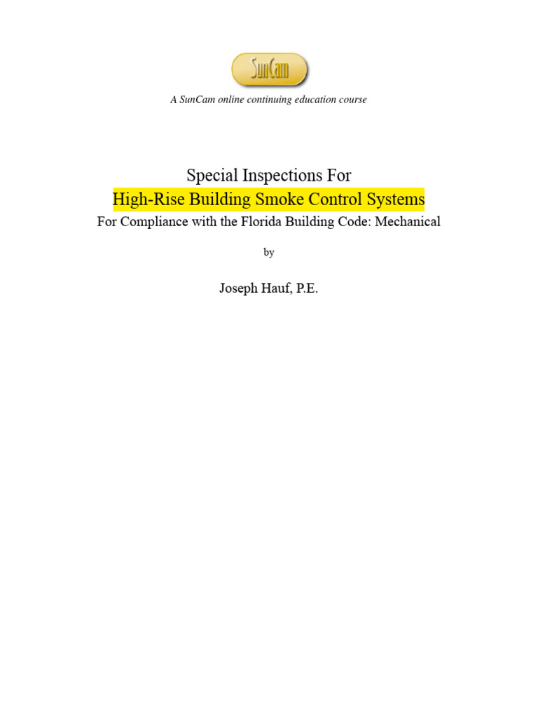 High-Rise Building Smoke Control Systems | PDF | Duct (Flow) | Elevator