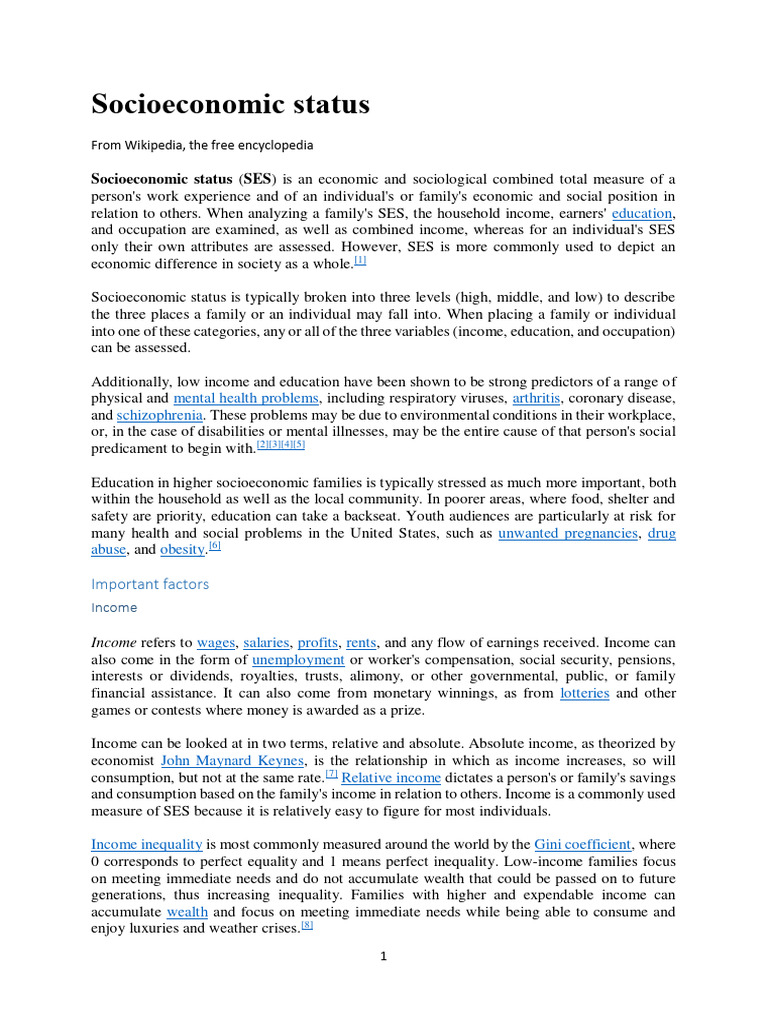 Socioeconomic Status | PDF | Socioeconomic Status | Economies Socioeconomic Status | PDF | Socioeconomic Status | Economies