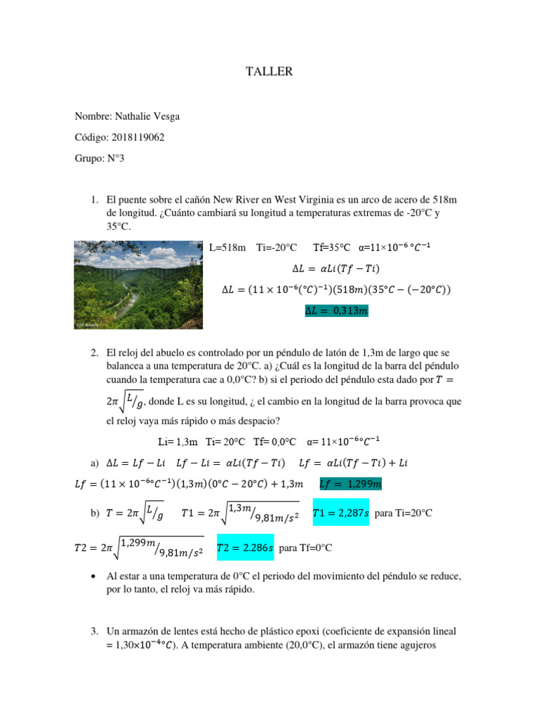 Taller Calor y Onda | PDF | Química Física | Naturaleza