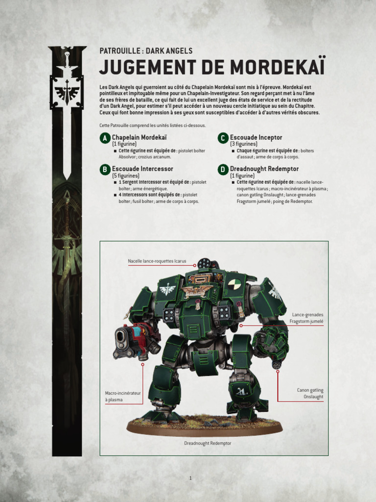 Jugement de Mordekaï : Patrouille Dark Angels | PDF | Science militaire ...