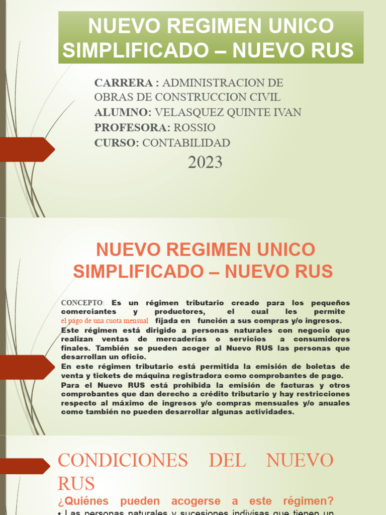 Nuevo Regimen Unico Simplificado - Nuevo Rus | PDF | aduana | Bancos