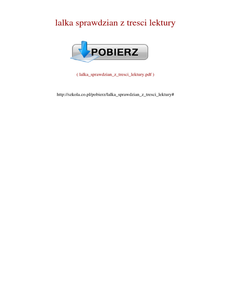 Lalka Sprawdzian z Treści Lektury | PDF