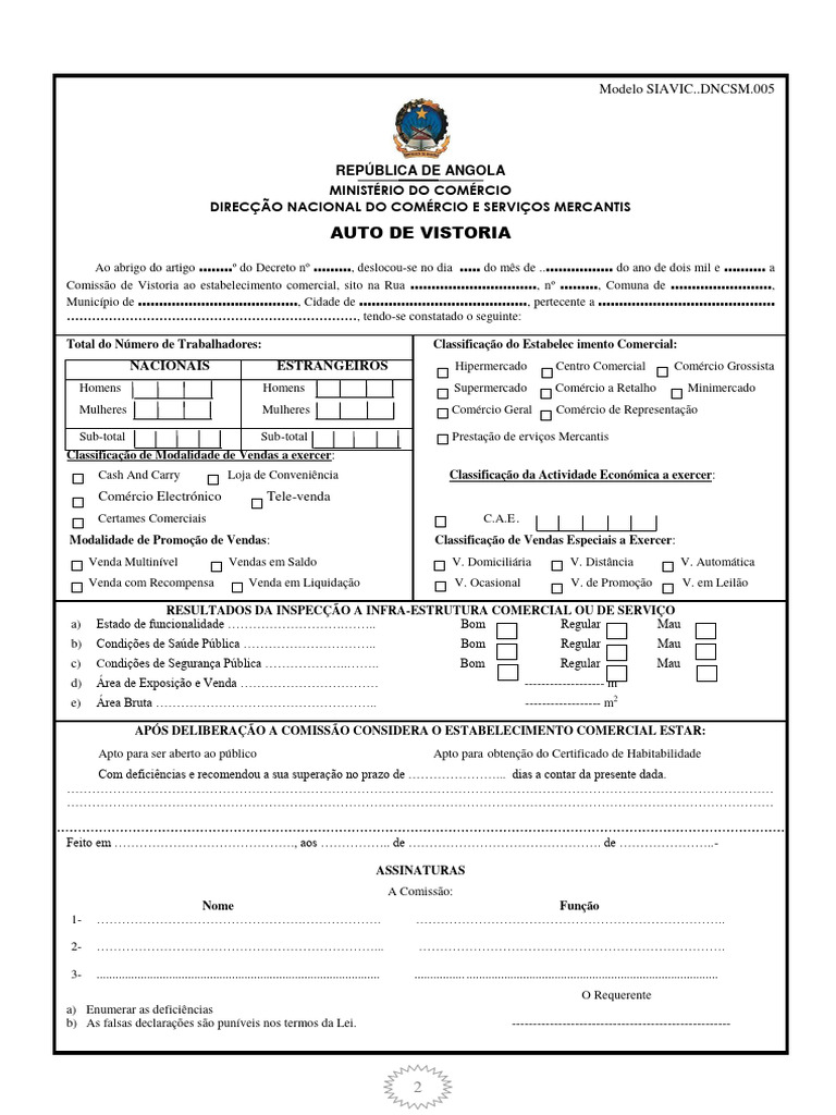 Auto de Vistoria para Alvará Comercial | PDF | Economias