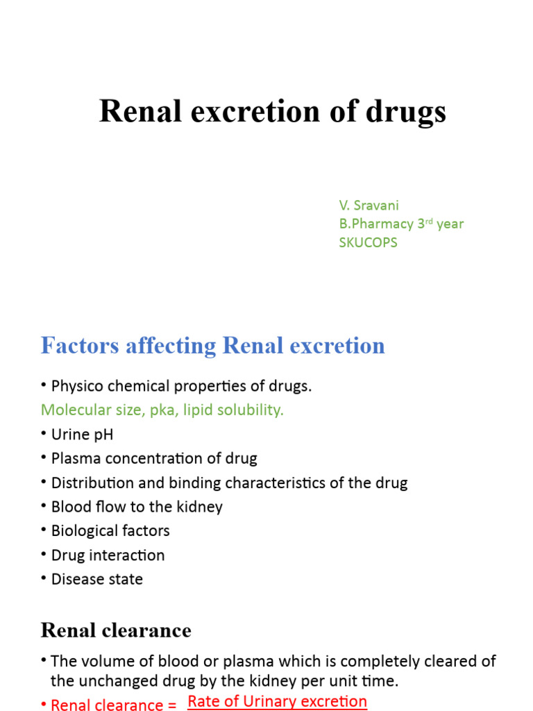 Factors Affecting Renal Excretion | PDF | Kidney | Medical Specialties