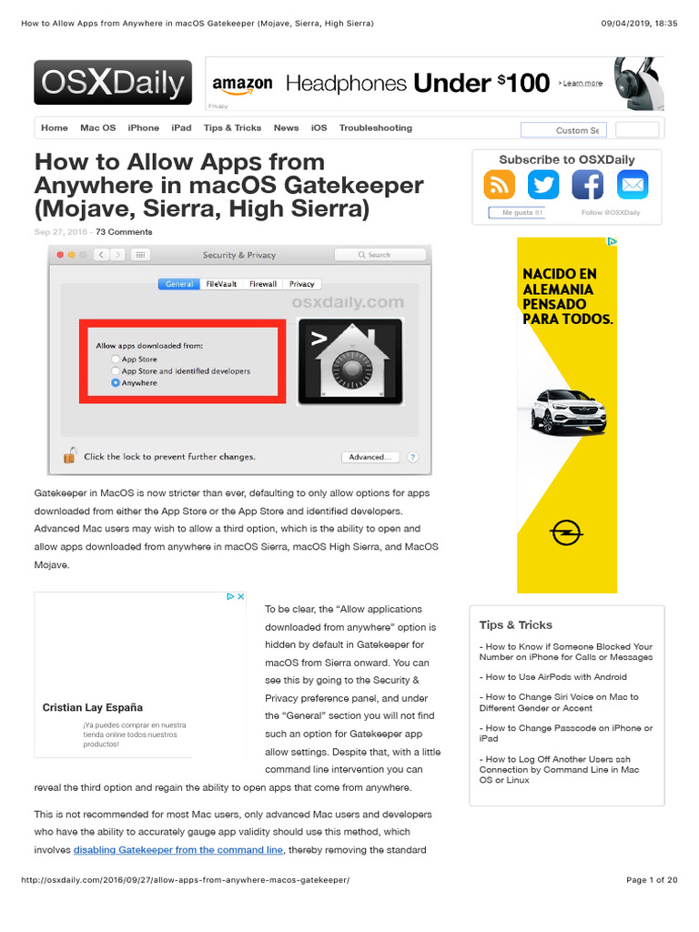 Advanced Mac Gatekeeper Tips | PDF | Mac Os | Ios