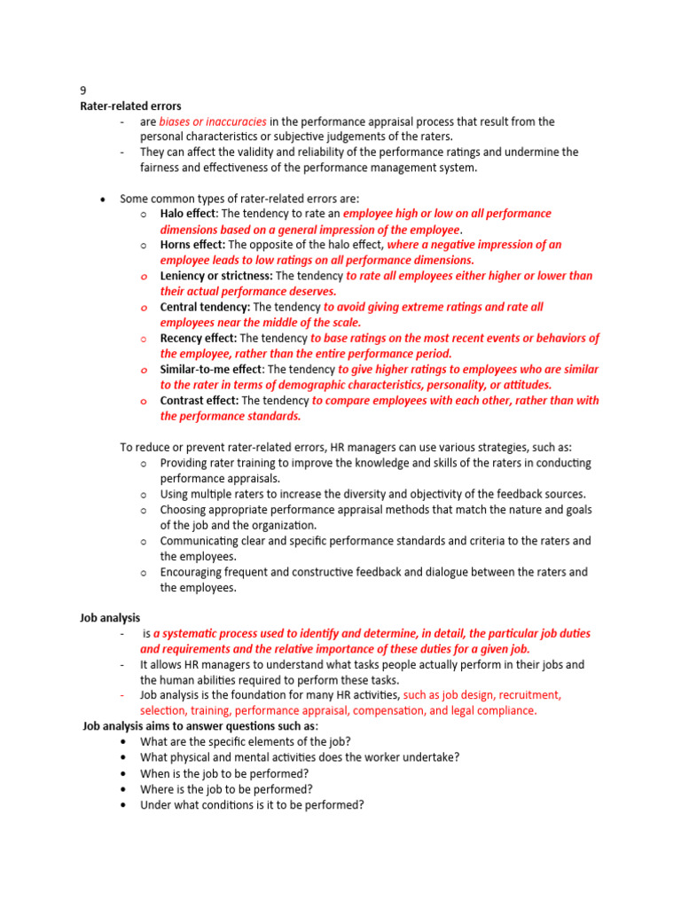 Rater Errors and HR Processes Guide | PDF | Performance Appraisal ...